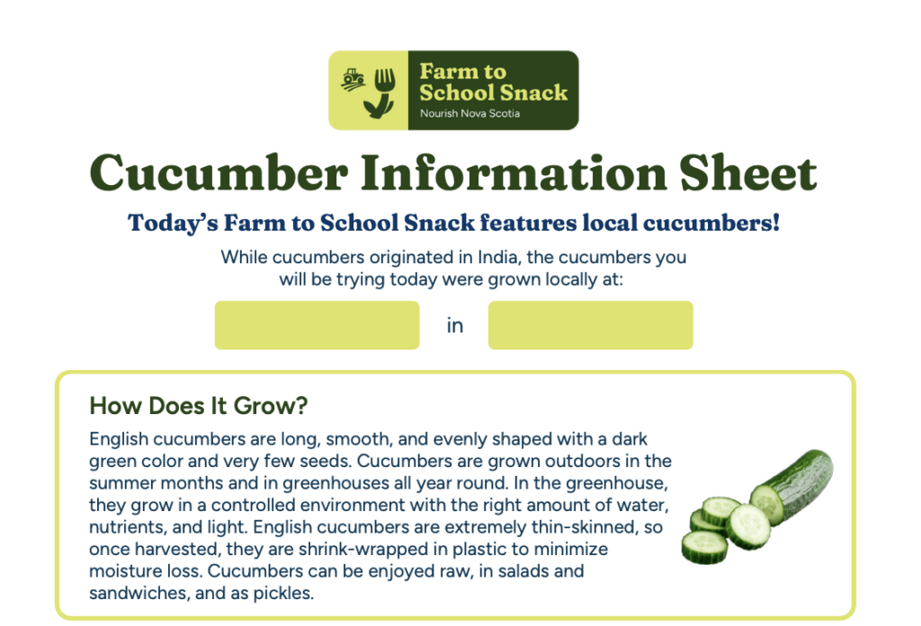 Information Sheets – Cucumber – Nourish Nova Scotia