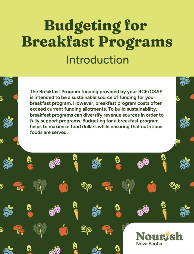 Budgeting for Breakfast Programs – Nourish Nova Scotia